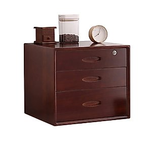 Solid Wood Storage Box - Desktop File Cabinet - With Lock Flat File Cabinet Storage, Desktop Drawer Cabinet, Wooden File Cabinet/Desktop Storage Cabinet/Data Cabinet ( Color : C , Size : 3 drawer )