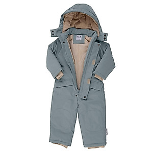7AM Winter Jumpsuit with Gloves - Zipper Down Hooded Baby Jumpsuit, Unisex Cotton Lined Infant Snowsuit, Water Repellent Winter Baby Fleece Jumpsuit with Gloves, Baby Hooded Winter Romper | (5-7Y)