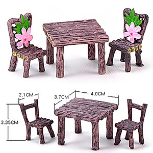 9 Pcs Miniature Table and Chairs Set Fairy Garden Furniture Ornaments Kit for Dollhouse Accessories Home Micro Landscape Decoration Brown