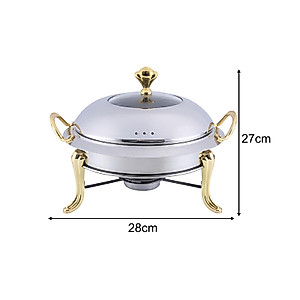Baoblaze Buffet Warmer Solid Fuel Boiler Anti Scald with Lids Catering Warmer Set Fuel Stove for Kitchenware Cooking Utensil Outdoor Backpacking, Aureate