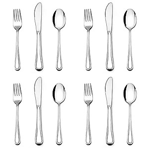 12-Piece Kids Silverware, E-far Stainless Steel Toddler Kids Utensils Safe for Preschooler/Children, Includes 4 Forks 4 Spoons 4 Knife, Slimline Adult Look & Small Size, Rust Free & Dishwasher Safe
