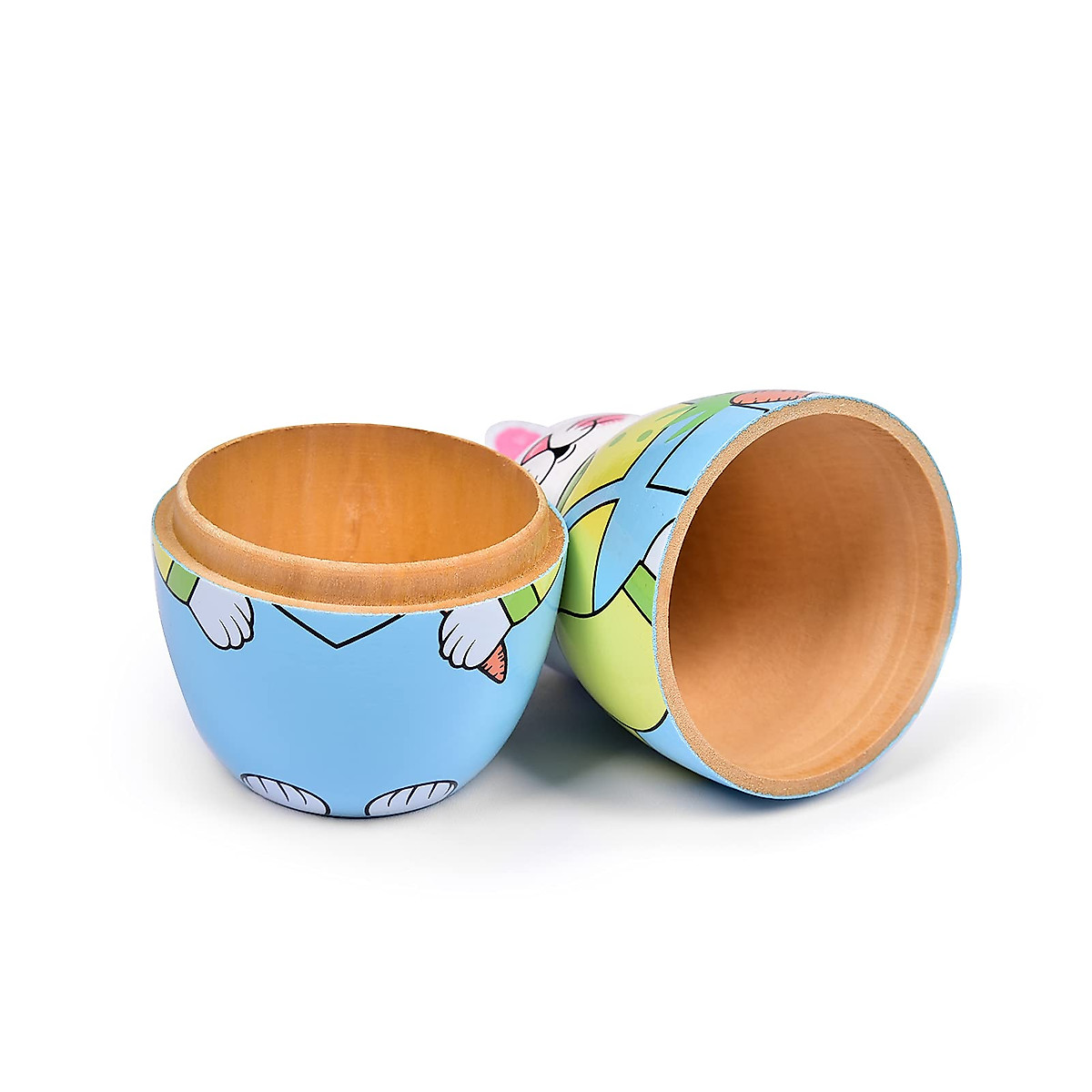 HYSIGUAN Easter Bunny, Handmade Easter Wooden Toys for Toddlers, 5 Pcs Russian Nesting Dolls, Special Easter Eggs Decoration for Home, Gifts, Table, Bedroom, Kitchen (Rabbit)