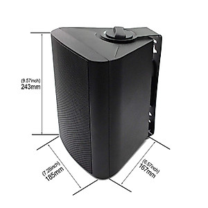 Herdio 5.25 Inch Indoor Outdoor Bluetooth Speakers Patio Waterproof Wired Wall Mount System 300 Watts (Black)