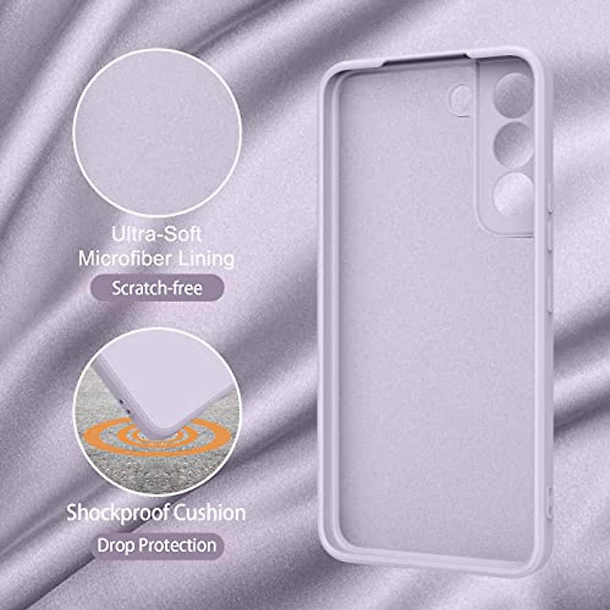 Vanjua [2 Pack] for Samsung Galaxy S22 Case, Stylish Liquid Silicone Slim Full-Body Protective Cover for Samsung Galaxy S22 5G 6.1 Inch Phone Case (Light Cyan+Violet)