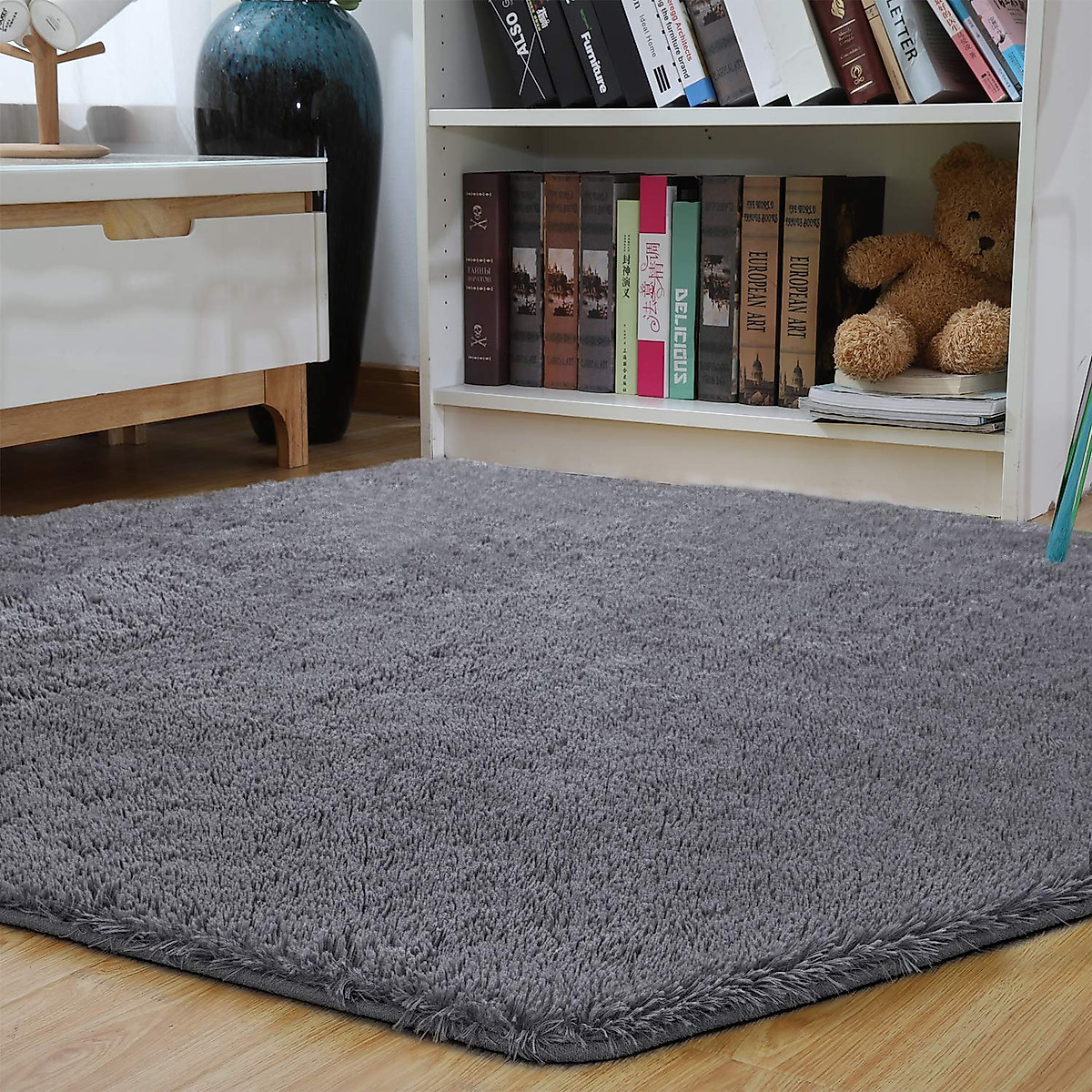 junovo Ultra Soft Rug for Nursery Children Room Baby Room Home Decor Dormitory Hexagon Carpet for Playhouse Princess Tent Kids Play Castle, Diameter 4.6 ft, Grey