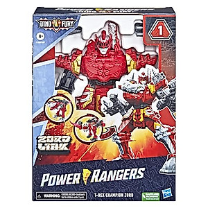 Power Rangers Dino Fury T-Rex Champion Zord for Kids Ages 4 and Up Morphing Dino Robot Zord with Zord Link Mix-and-Match Custom Build System