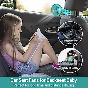 Car Seat Fans for Backseat Baby, Stroller Clip on Fan for Baby, USB Mini Battery Operated Handheld Fans for Baby Car Home Office Outside