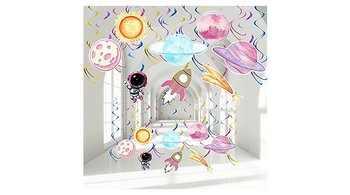 30 Solar System Outer Space Party Hanging Swirl Decorations