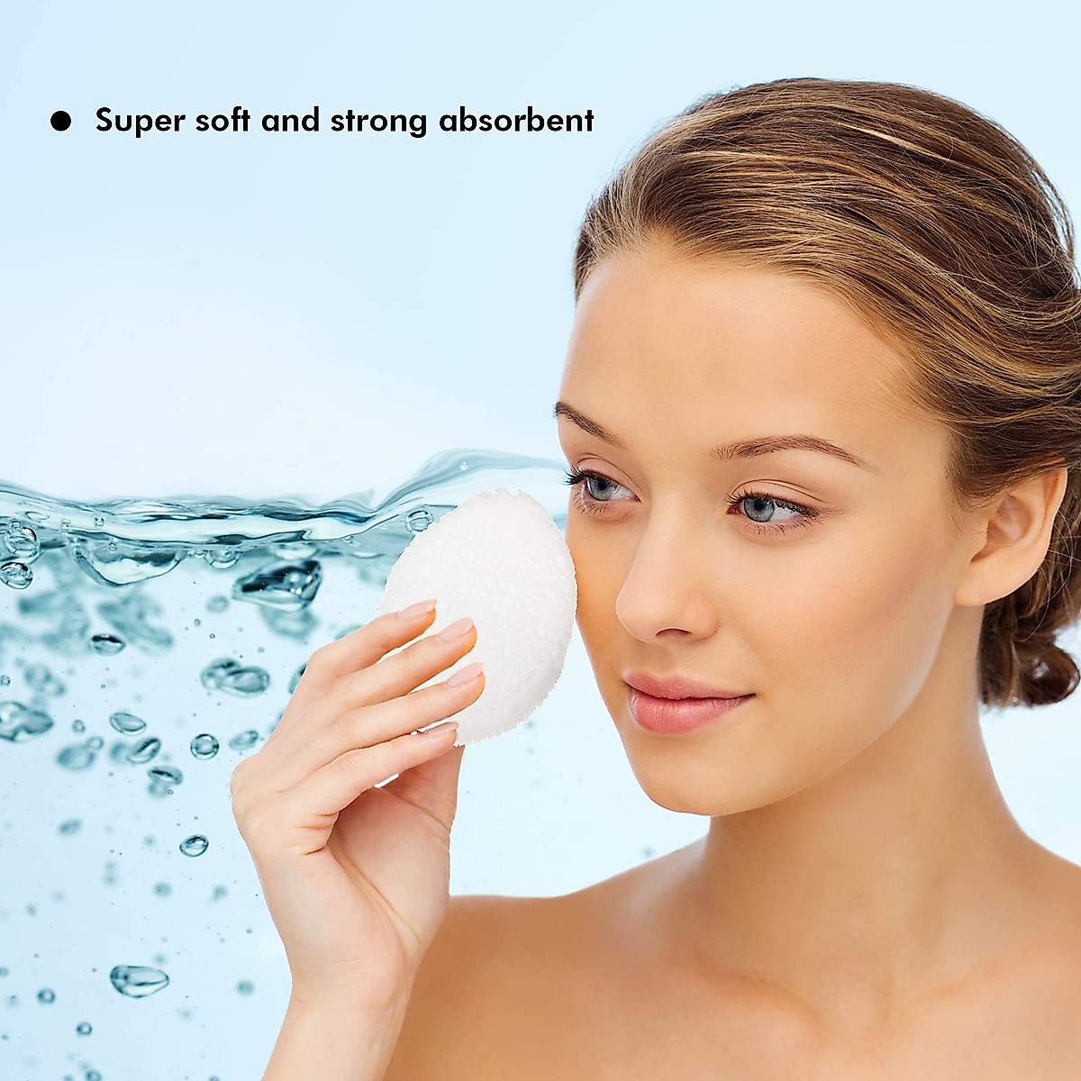 50 Pcs Compressed Facial Sponges Facial Makeup Sponge Natural Cosmetic Spa Sponges for Women Cleansing, Exfoliating Mask, Makeup Removal, Dead Skin, and Dirt, Travel Essentials(White)