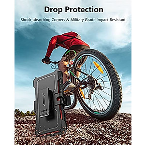 FNTCASE Case for Samsung Galaxy A14-5G: Military Grade Drop Protection Rugged Protective A14 Cell Phone Cover with Belt-Clip Holster Kickstand & Slide | Shockproof Heavy Duty Matte Tough Shell - Red