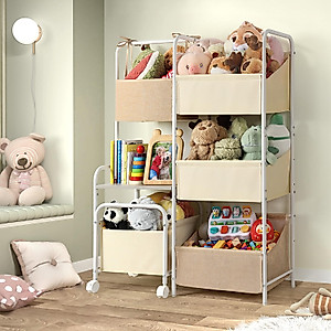 Ekero Toy Storage Organizer, Montessori Toy Shelf for Kids, Toy Organizer with 5 Toy Bins, Toy Chest for Girls and Boys, Toy Storage Basket, Large Toy Box for Living Room Playroom Nursery Kids Room