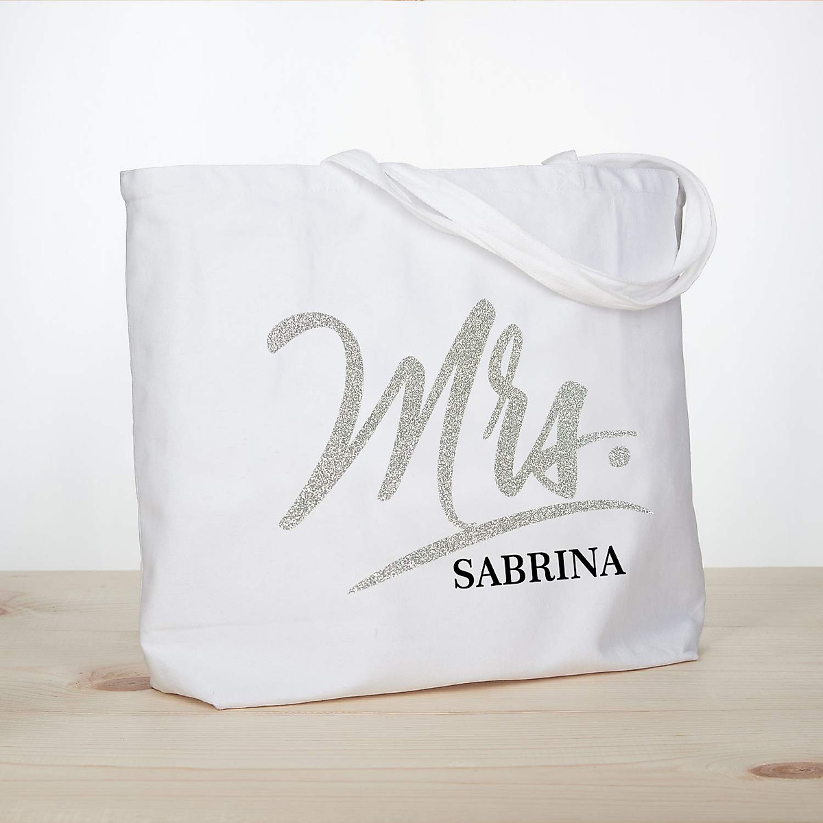 ELEGANTPARK Future The Mrs. EST. 2023 Personalized Bride Tote Wedding Bachelorette Bridal Shower Gifts Large Shoulder Bag Black with Champagne Glitter