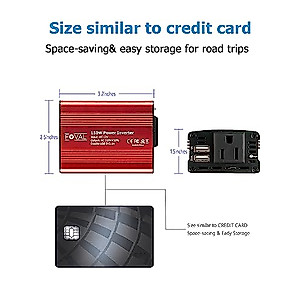 FOVAL 150W Car Power Inverter 12V DC to 110V AC Converter Vehicle Adapter Plug Outlet with 3.1A Dual USB Car Charger for Laptop Computer