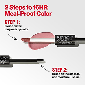 Revlon Liquid Lipstick with Clear Lip Gloss, ColorStay Overtime Lipcolor, Dual Ended with Vitamin E, 320 Faithful Fawn, 0.07 Fl Oz