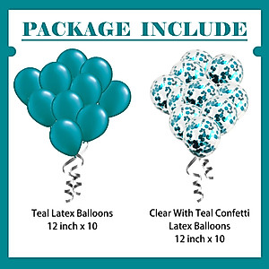 Teal Birthday Decorations for Women Confetti Teal Balloons for Baby Shower Birthday Wedding Engagement Party Decorations Metallic Teal Balloons Graduation Decor Baby Shower Decorations