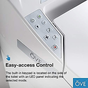 OVE Decors Yosemite Smart Toilet with Integrated Bidet Seat, Heated Seat with Auto Flush and Warm Water and Multi Function Remote Control, White