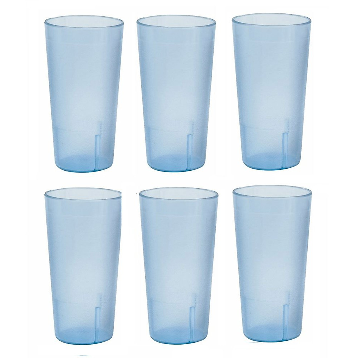 20 Ounce Restaurant Tumbler Beverage Cup, Stackable Cups, Break Resistant Commmerical Plastic, Set of Six - Blue