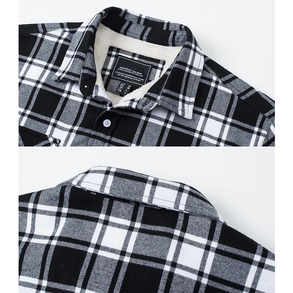 EKLENTSON Flannel Jackets for Men Outdoor Windproof Hiking Skiing Athletic Coat, Black, XX-Large