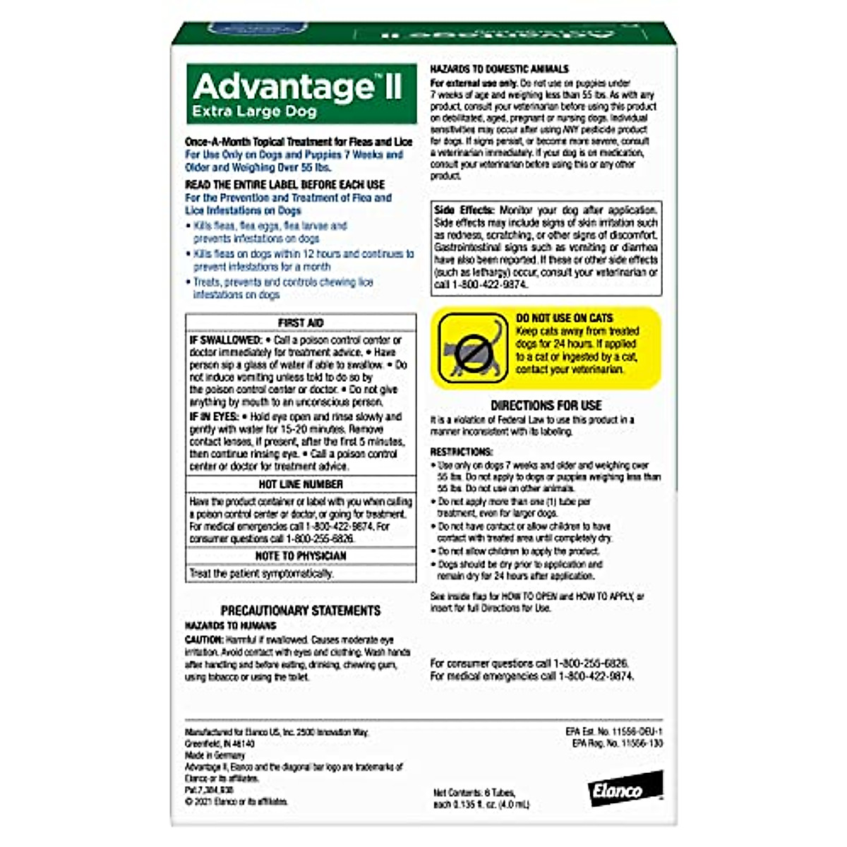Advantage II XL Dog Vet-Recommended Flea Treatment & Prevention | Dogs Over 55 lbs. | 6-Month Supply