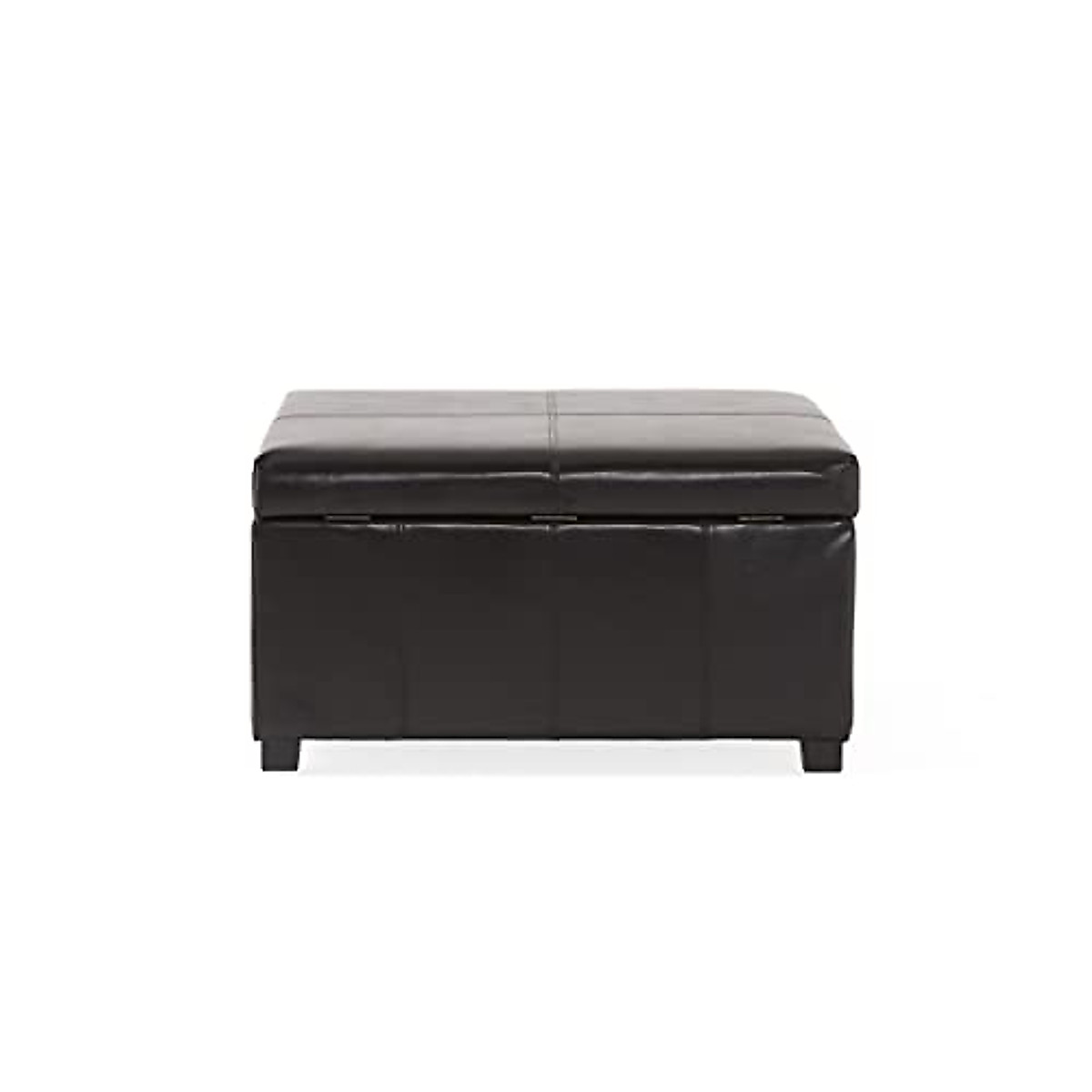 Christopher Knight Home Living Berkeley Brown Leather Square Storage Ottoman, Espresso