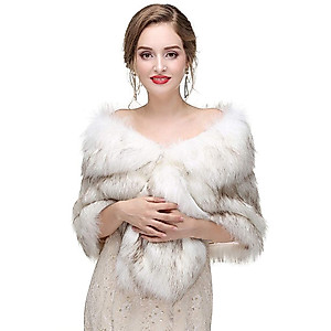 CanB Women's 1920s Faux Fur Shawl Bridal Wedding Fur Wraps and Bolero Shrug Faux Mink Stole for Women and Girls…