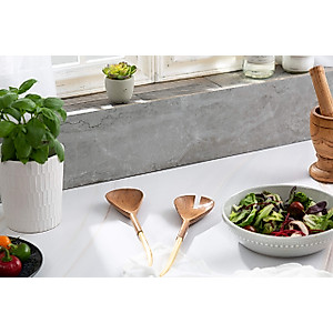 Wooden Salad Servers With Gold Handle