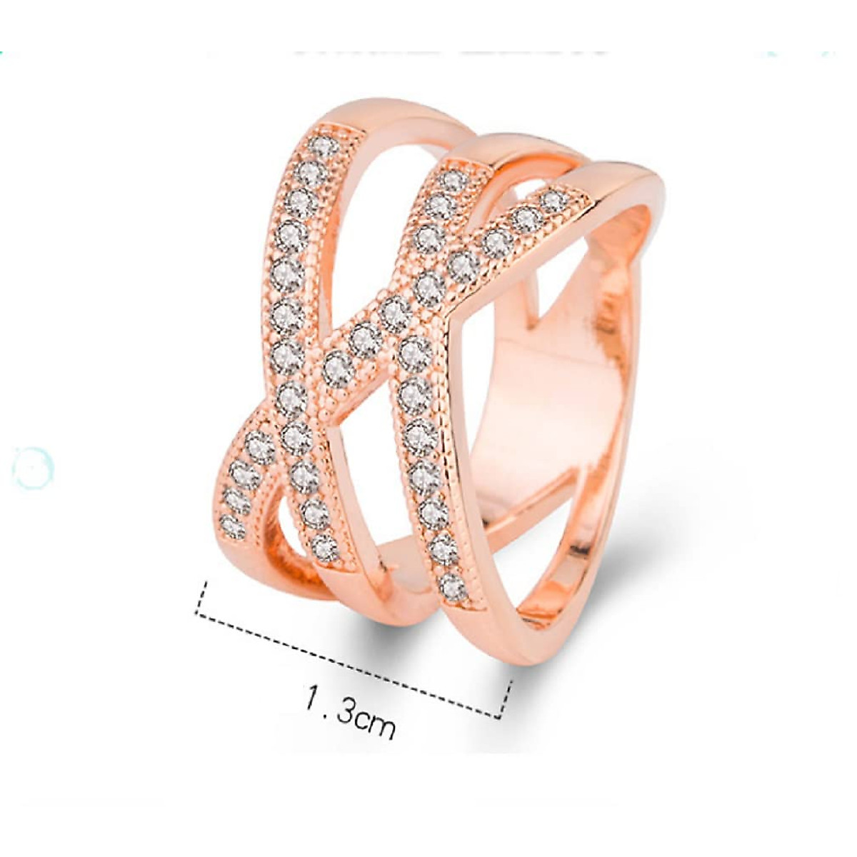 ZDIFDIC Fashion Rose Gold Overlapping Rings For Women Intertwined Crossover Statement X Ring Cross Ring Cubic Zirconia Ring Engagement Promise Band Wedding Rings for Women Gifts (7#)
