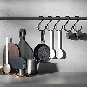 12 Pack 4 Inch S Hooks for Hanging Plants,Heavy Duty S Hooks,Vinyl Coated Non Slip Clothes S Hooks,Black S Hooks Pot Rack Closet Hooks for Hanging Plants, Clothes, Kitchen Utensil, Pots, Pans, Bags