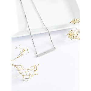 Altitude Boutique Minimalist Bar Necklace Simple Horizontal Bar Necklace for Women (Silver)