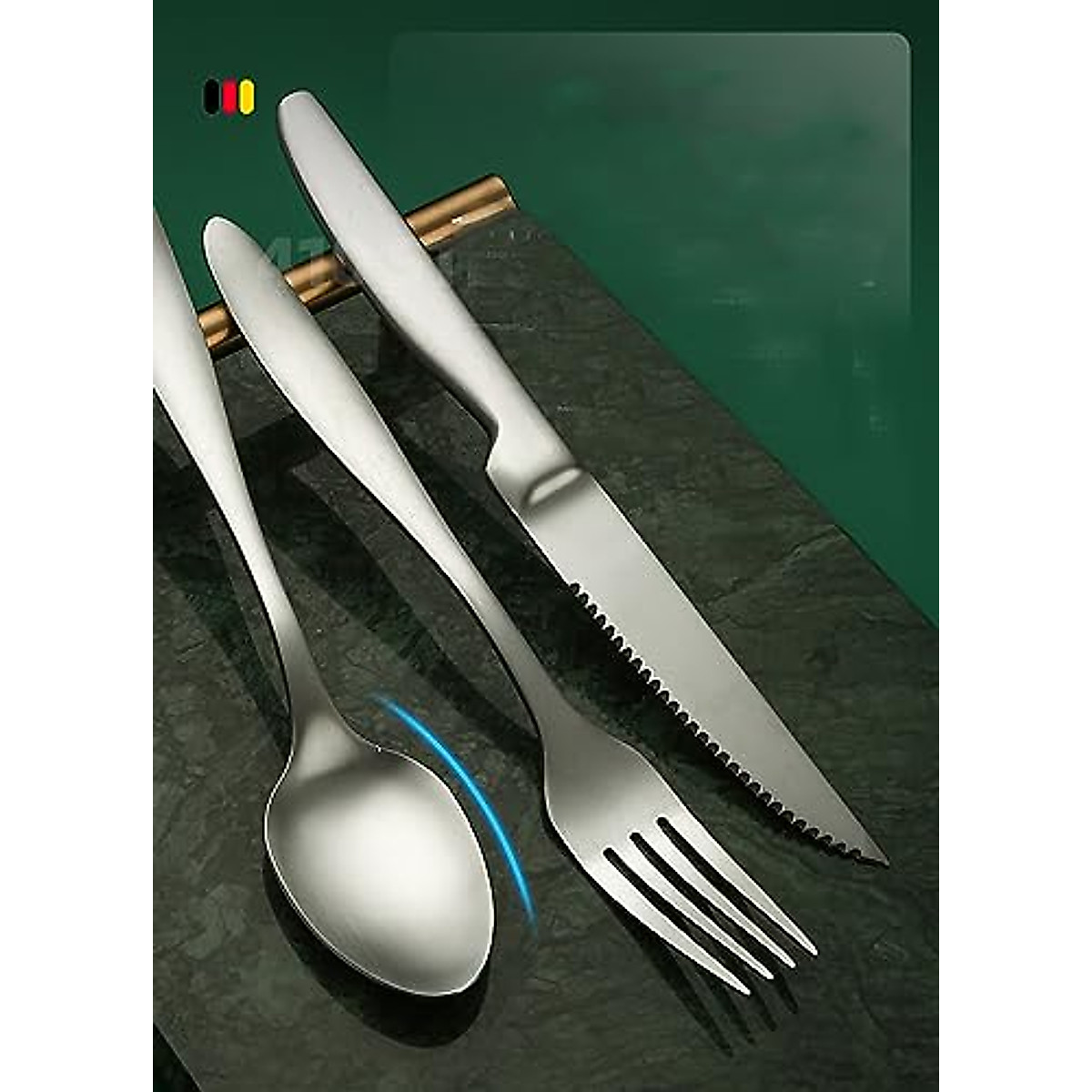 Silverware Set Flatware Matte Cutlery Utensil Solid Food-Grade Stainless Steel，Home Restaurant Hotel Small Business,Mirror Finish Tableware 60 Piece Service for 12