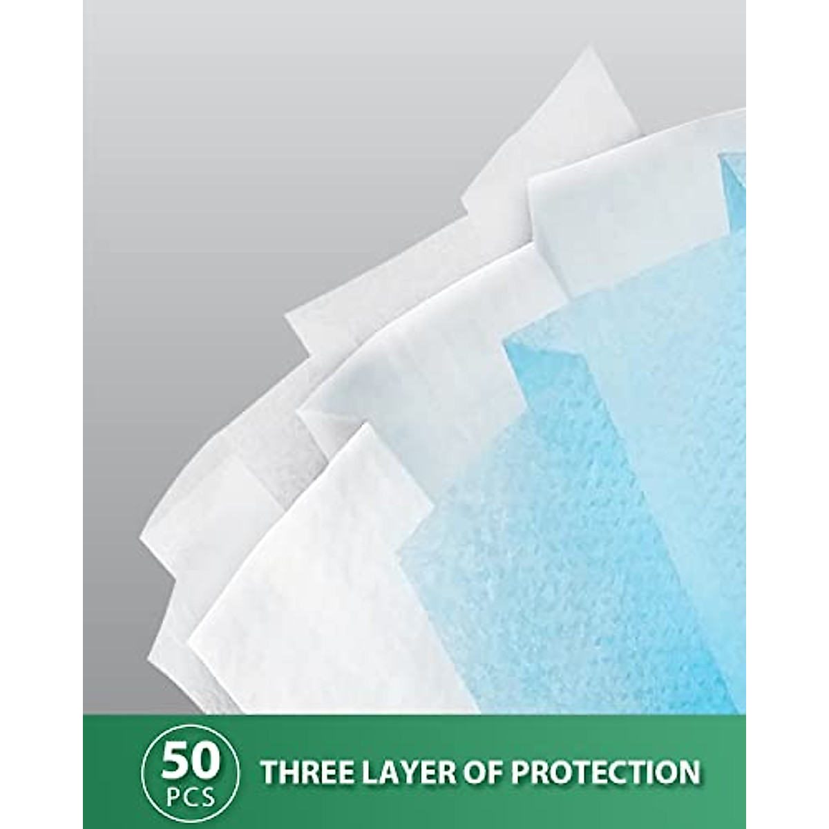 FriCARE Made in USA ECOGUARD Adult ASTM Level 3 Disposable Face Masks, 3 Ply Protection Breathable 50 Pack Elastic Earloop