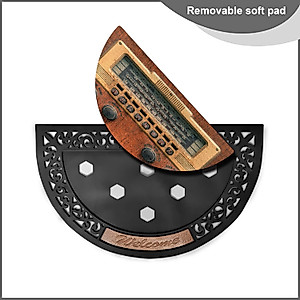 Ambesonne Vintage Doormat, Retro Antique Radio Music Player Enjoyment Holiday Theme Art Print, Semi Circle Entryway Welcome Mat for Front & Backard 2 Pieces, 19.6" x 31.4", Brown Ecru