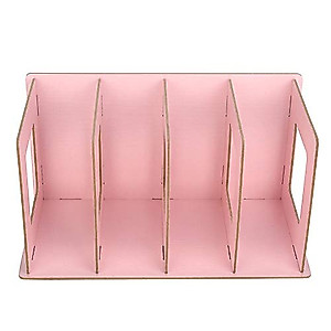 Fdit Wooden Desktop Bookshelf Rack Storage Shelf Bookcase for Home School Office Organizer(Light Pink)