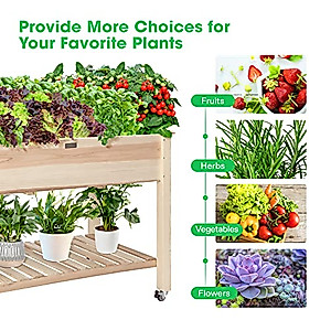 VIVOSUN Raised Garden Bed, 46 x 24 x 32 Inches Mobile Elevated Planter Box with Lockable Wheels, Storage Shelf, and Protective Liner for Outdoor Use