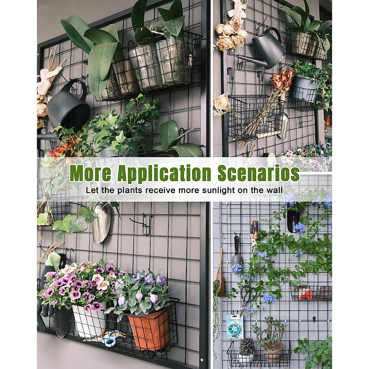 SEMPOMA 6 Pack Black Wire Basket, Hanging wall Basket for Wall Grid Panel, Metal Hanging Baskets for Organizing, Wire Basket for Kitchen Storage, Grid Wall Accessories