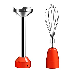IKAN TECH 4-in-1 Immersion Hand Blender (Titanium Coating), Powerful 500W Handheld Stick Blender with Stainless Steel Blades, 12 Speeds Multi-Purpose Blender W/ Chopper, Beaker, Egg Whisk (Red)