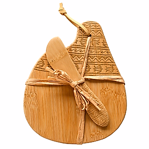 Totally Bamboo Tonga Serving Board and Spreader Set, 7-1/2" x 8-1/2"