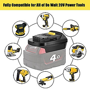 JYJZPB Battery Adapter MIL18DL Converter for Dewalt to Milwaukee Battery Adapter, Compatible for Milwaukee 18V M18 Lithium Tool Battery for Dewalt 20V Cordless Tools