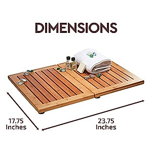 Premium Bamboo Shower Bench, Bamboo Bathtub Tray Caddy, and Bathroom Floor Mat