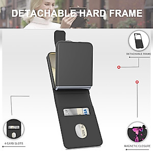 Warmson for Samsung Z Flip 5 Case, Samsung Z Flip 5 Wallet Case with Ring Card Slot Galaxy Z Flip 5 Case PU Leather Protective Flip Folio Z flip 5 Case Galaxy Butterfly for Women Girls