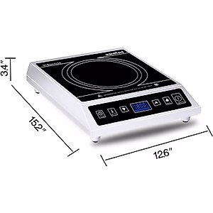 1800W Commercial Induction Cooktop Stainless Steel Burner Countertop Temp Settings from 140°F to 465°F 120V Stove Electric Burner NSF-Certified with LCD Screen and ANTI-SKIP Surpace