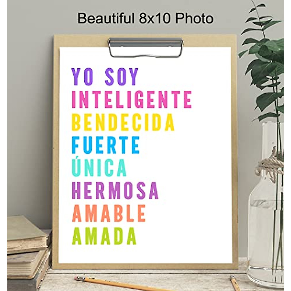 Afirmaciones Positivas Spanish Wall Art & Decor - Inspirational Positive Quotes - Spanish Quotes for Girls, Kids Bedroom, Latinas - Regalo o Decoracion Para Mujeres, Ninas, Women - Hispanic Gifts