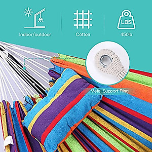 Wilsall Portable Hammock with Stand Included Double Free Standing Amacas con Base para Patio Steel Camping Hamaca Heavy Duty