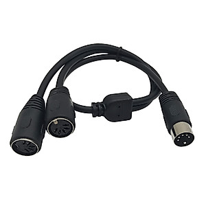Traovien MIDI Sync Breakout Cable, DIN 5-Pin Plug 1 Male to 2 Dula Female Splitter Y MIDI Cable,5 Pin Jack Adapter Y Lead (50cm/1.6ft)