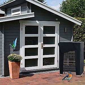 PONY DANCE Pets Product Universal Birdcage Cover Blackout & Breathable Birdcage Cover for Pets' Good Night, Large, Black, 35 L x 25 W x 47 in H