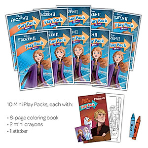 Disney Frozen 2 Mini Coloring Book Play Pack 10 Pack Party Supplies with Coloring Book, Crayons, and Stickers 45816 Bendon