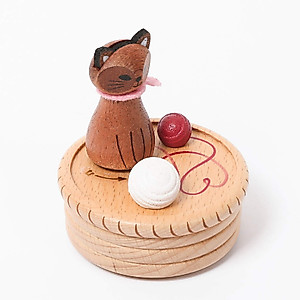 WOODERFUL LIFE Top Rotate Mini Music Box | Cat | 1064102 | Hand Made Lightweight and Durable Elaborate Design Cat Lover Gift | Plays - Liebestraum