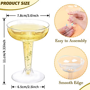 AOBOPLE 75 Pack Plastic Champagne Coupe, 4 Oz Plastic Party Champagne Cups, Stackable Stemmed Glasses Plastic Coupe for Party, Wedding, Celebration