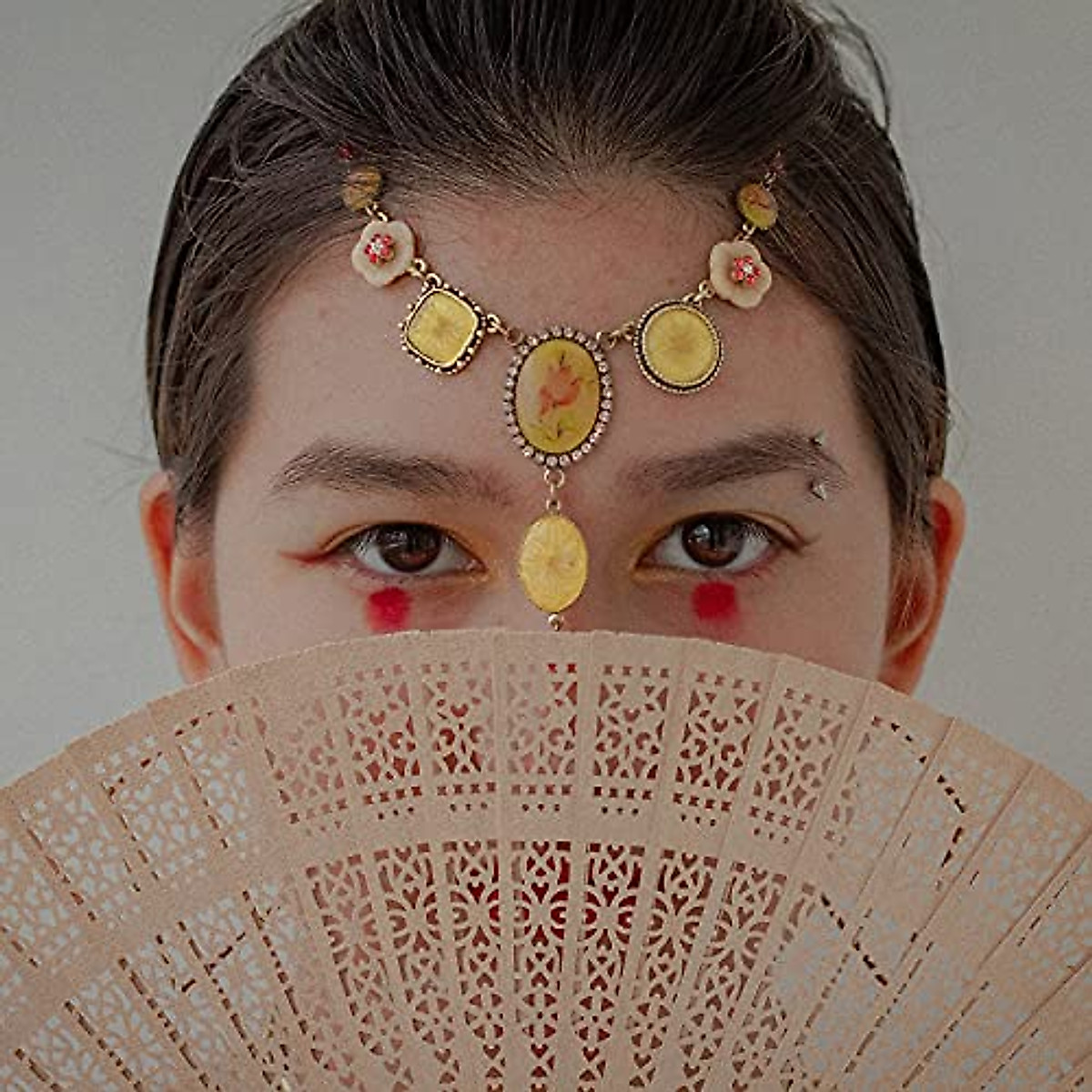 Emsiok 3 PCS Wooden Folding Fan, Vintage Wooden Fan Handheld Folding Fans Sandalwood Hand Fan Wooden Hand Fan Chinese Sandalwood Fan with Tassel for Women Foldable Wedding Favors Baby Shower