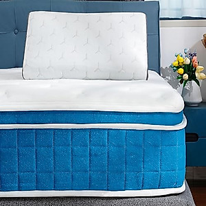 Askme Twin XL Mattress 12 Inch Innerspring Mattress Bed in a Box,Medium Firm Cooling Gel Memory Foam Mattress Individually Wrapped Pocket Coils with One Free Memory Foam Bed Pillow CertiPUR-US